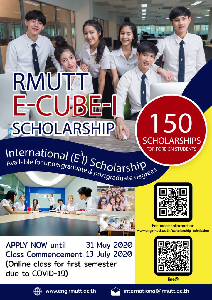 RMUTT E-CUBE-I (E3I ) Scholarship 2020 – Rajamangala University of Technology Thanyaburi